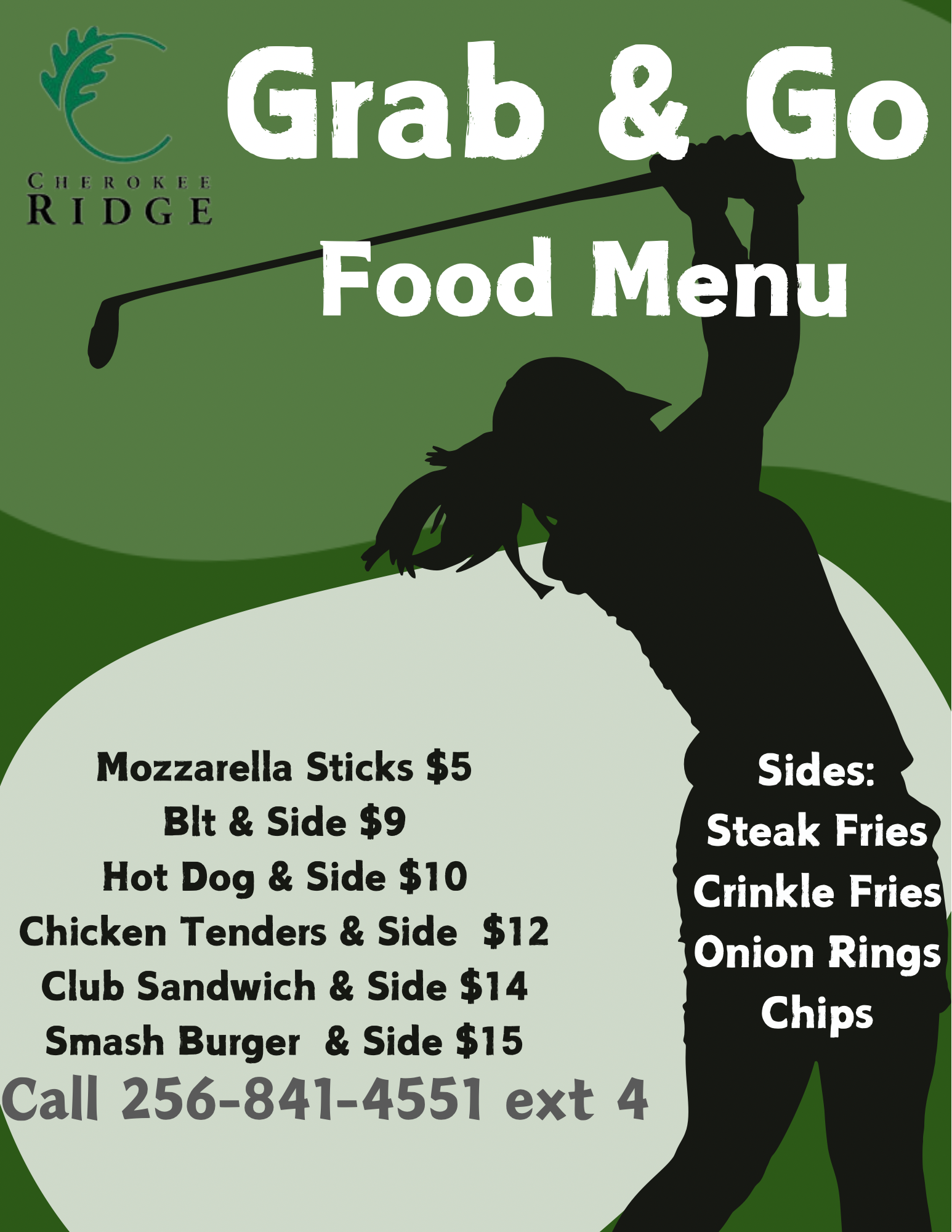"Grab & Go" Menu - Cherokee Ridge Country Club