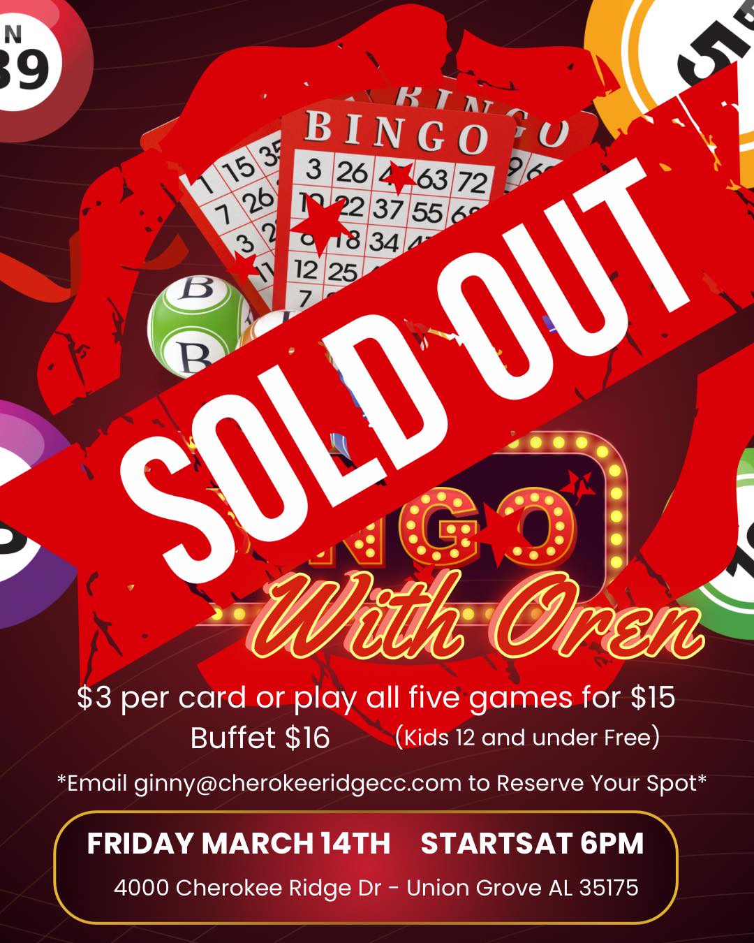 Bingo w/Oren - Cherokee Ridge Country Club